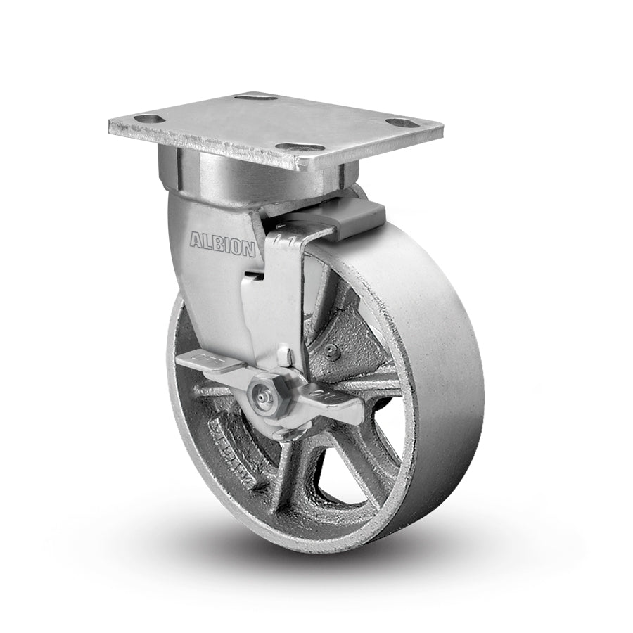 6"x2" Cast Iron Swivel Caster w/ Face Brake - 110CA06201SFBC - Caster ...
