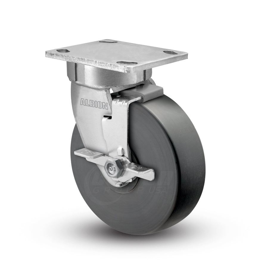 6"x2" High Impact Polymer Nylon Swivel Caster w/Face Brake - 110NX0622 ...