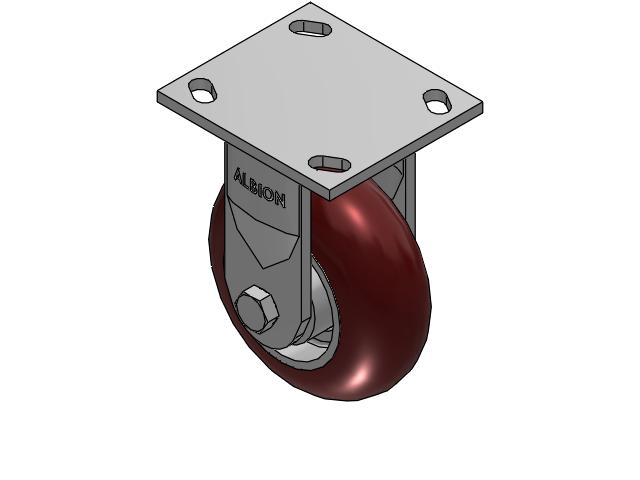5" Top Plate Rigid Caster with AX-Round Polyurethane Wheel (Aluminum C ...