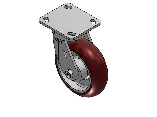 6" Top Plate Swivel Caster with AX-Round Polyurethane Wheel (Aluminum ...