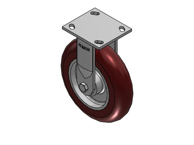 8" Top Plate Rigid Caster with AX-Round Polyurethane Wheel (Aluminum C ...