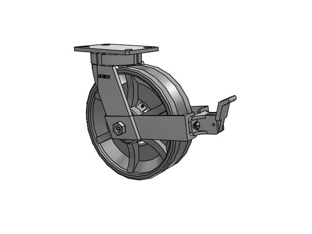 10" x 3" Cast Iron V-Groove Swivel Albion Empire 370 Series Caster w ...