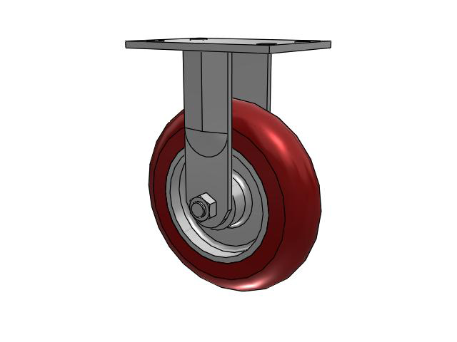 8"x 2" Rigid Caster with Polyurethane on Aluminum Round Tread Wheel, A ...