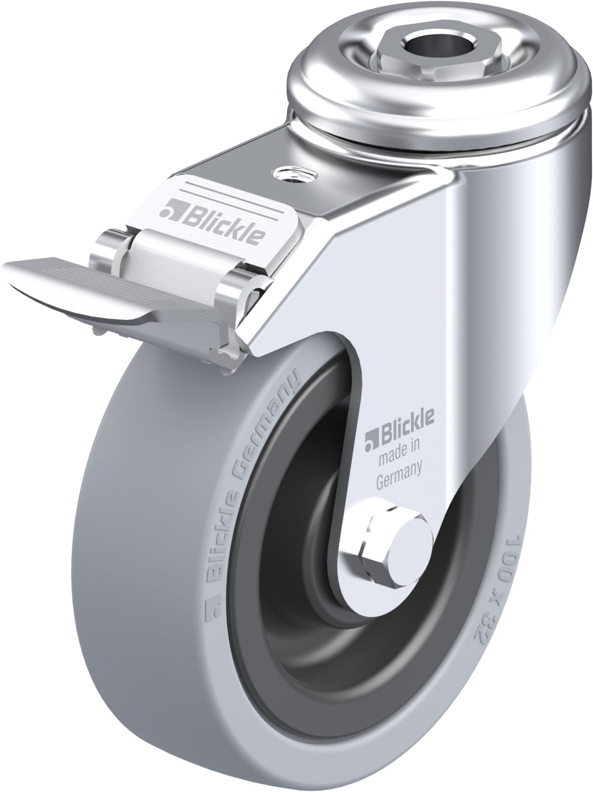100mm x 32mm Blickle Rubber Caster stop-fix - LKRA-VPA 101K-FI - Caster ...