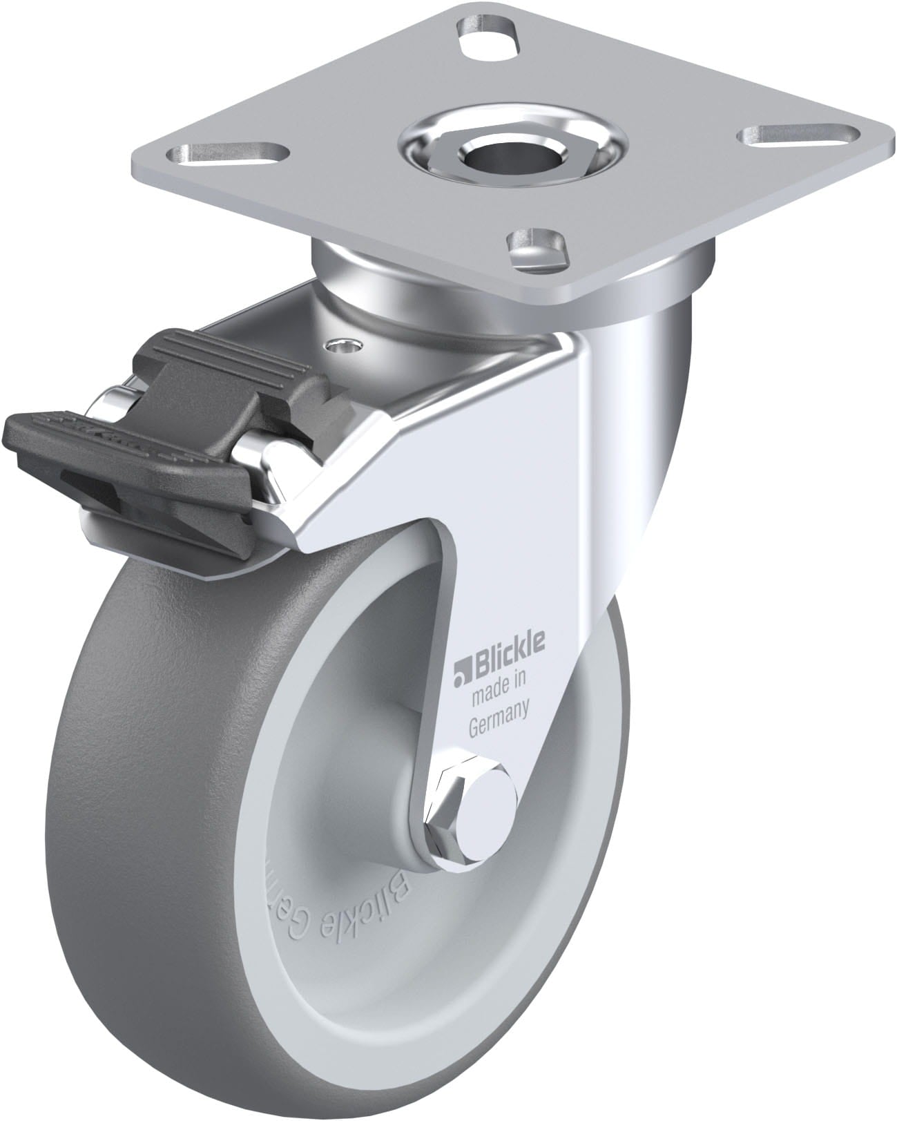 75mm x 25mm Blickle Rubber Caster stop-fix - LPA-TPA 75G-FI - Caster ...